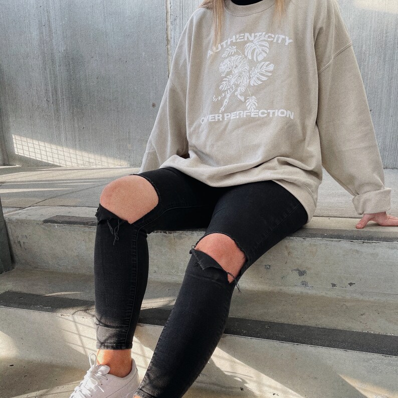 Authenticity Over Perfection Crewneck Dark Chocolate Sand - Etsy