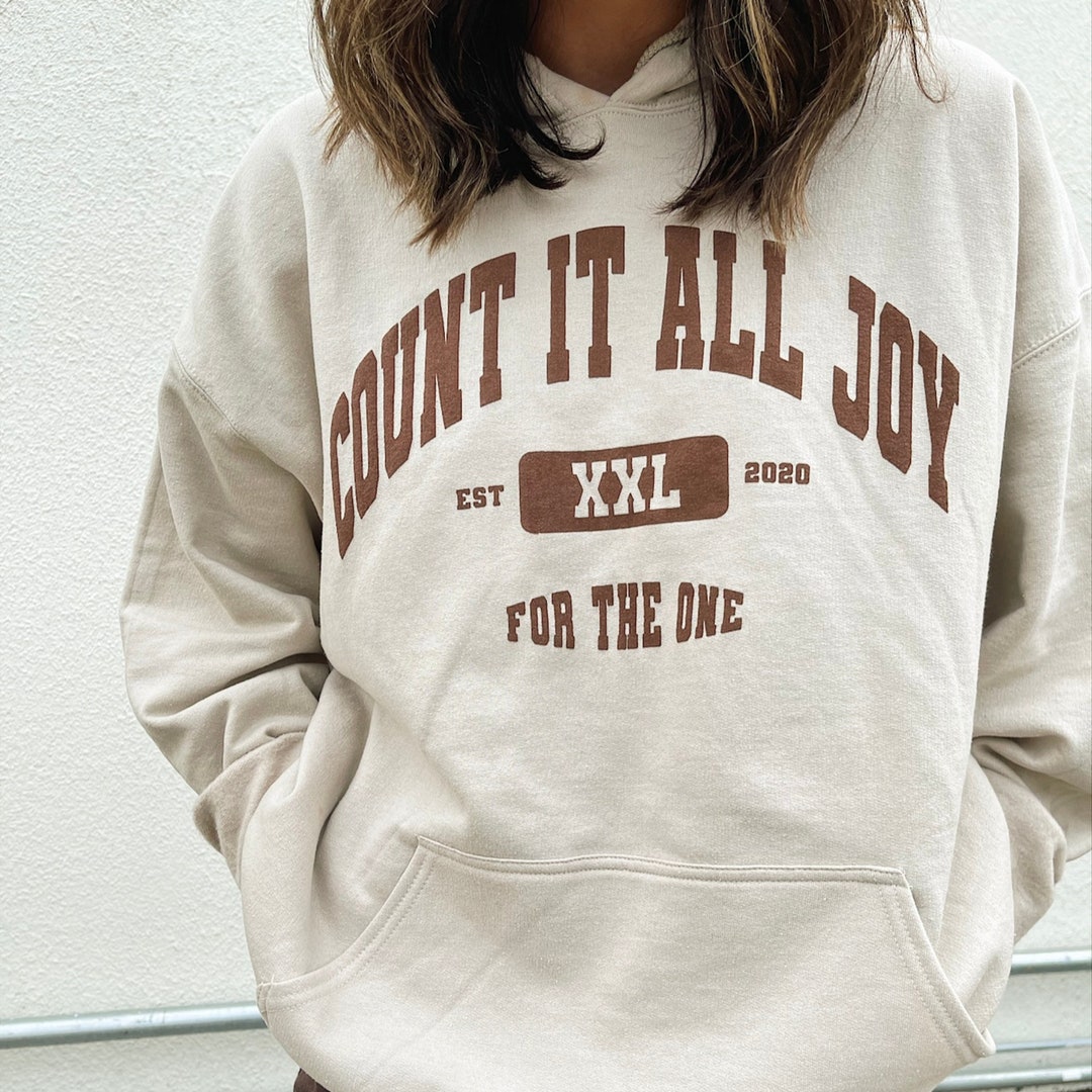 Count It All Joy Hoodie Sand Brown Puff Print - Etsy