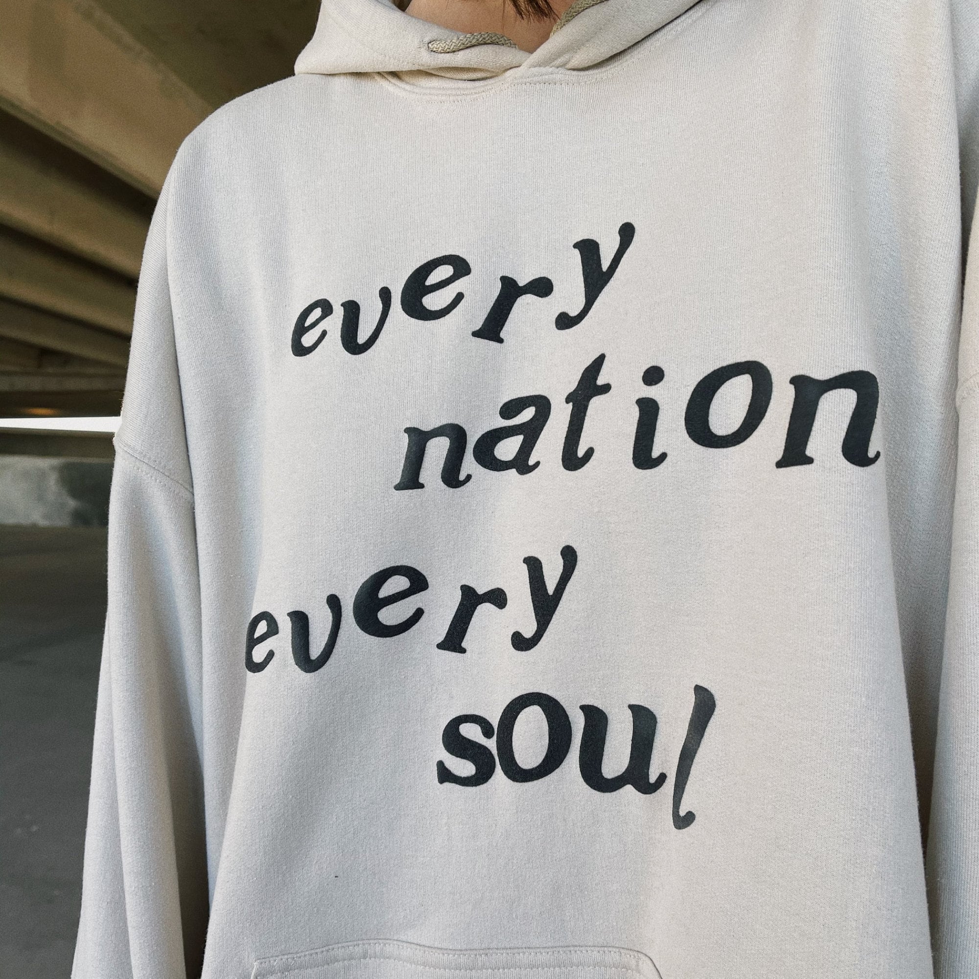 Every Nation Every Soul Puff-print Hoodie | Daniel 7:14 | Sand | - Etsy