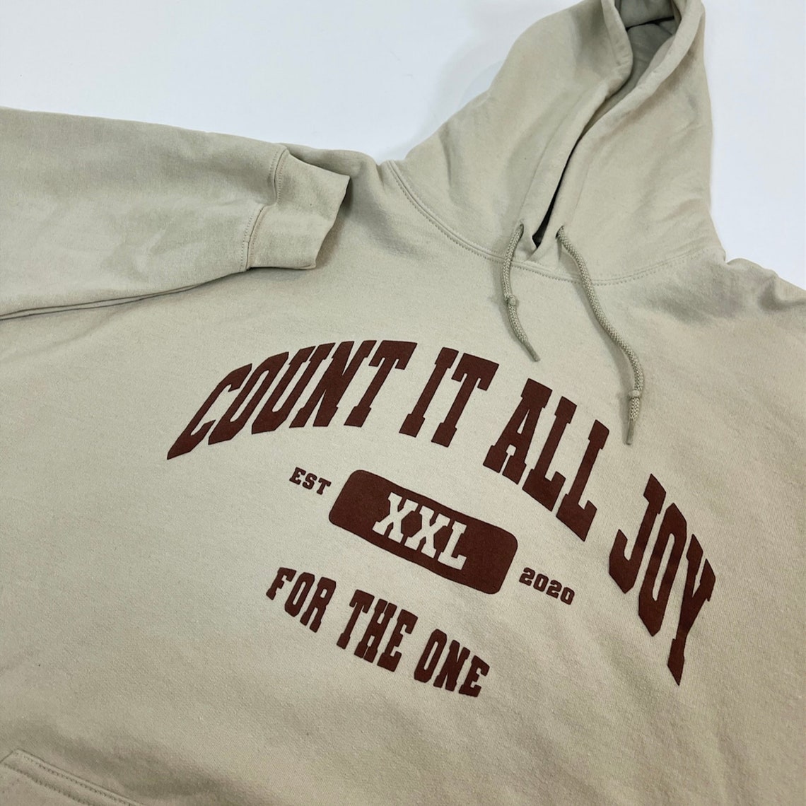 Count It All Joy Hoodie Sand Brown Puff Print - Etsy