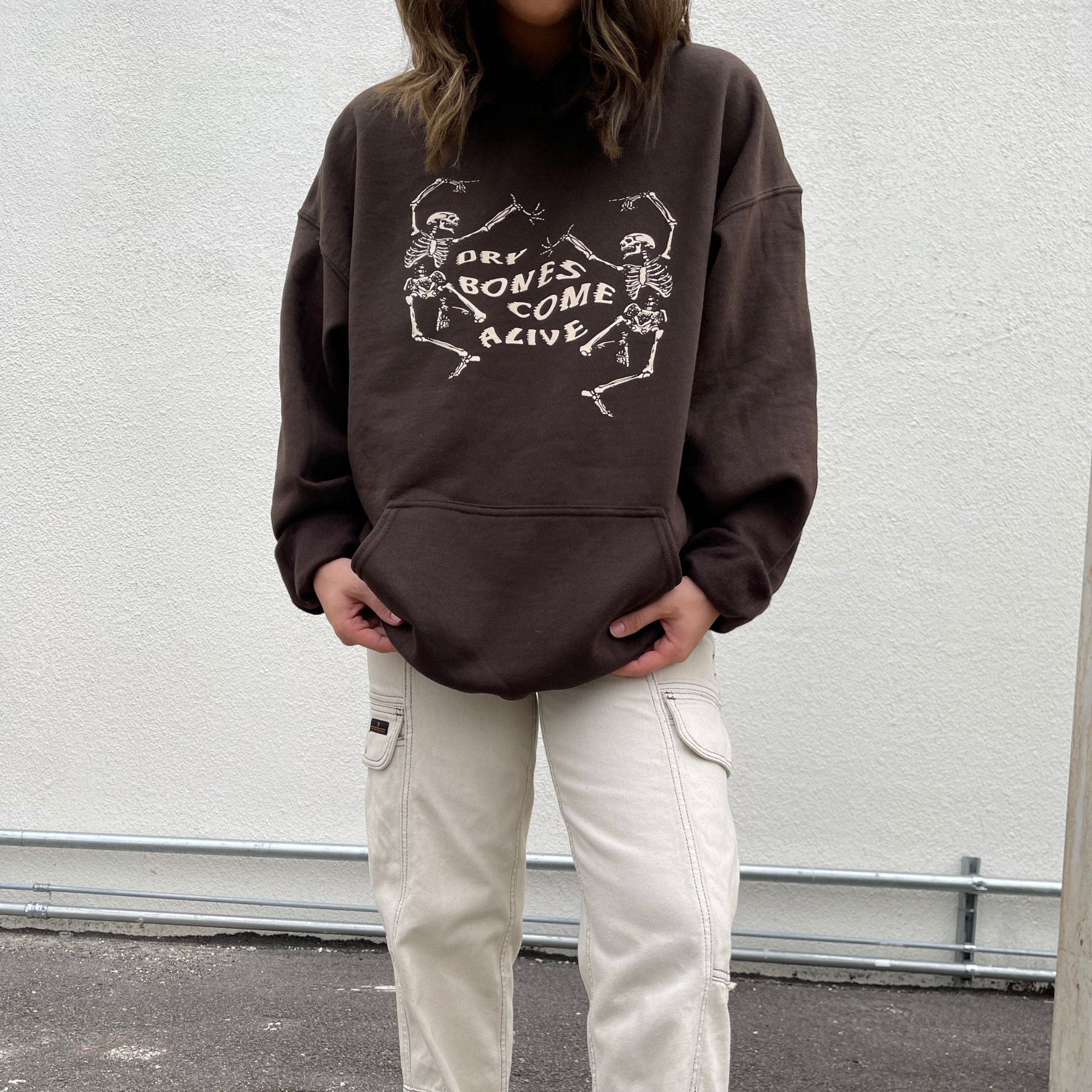 Dry Bones Come Alive Hoodie Dark Chocolate Maroon Cream - Etsy