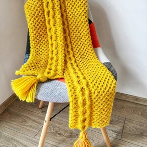 Knitting Pattern Scarf, Knitting Yellow Long Scarf, Knit Yellow Scarf ...