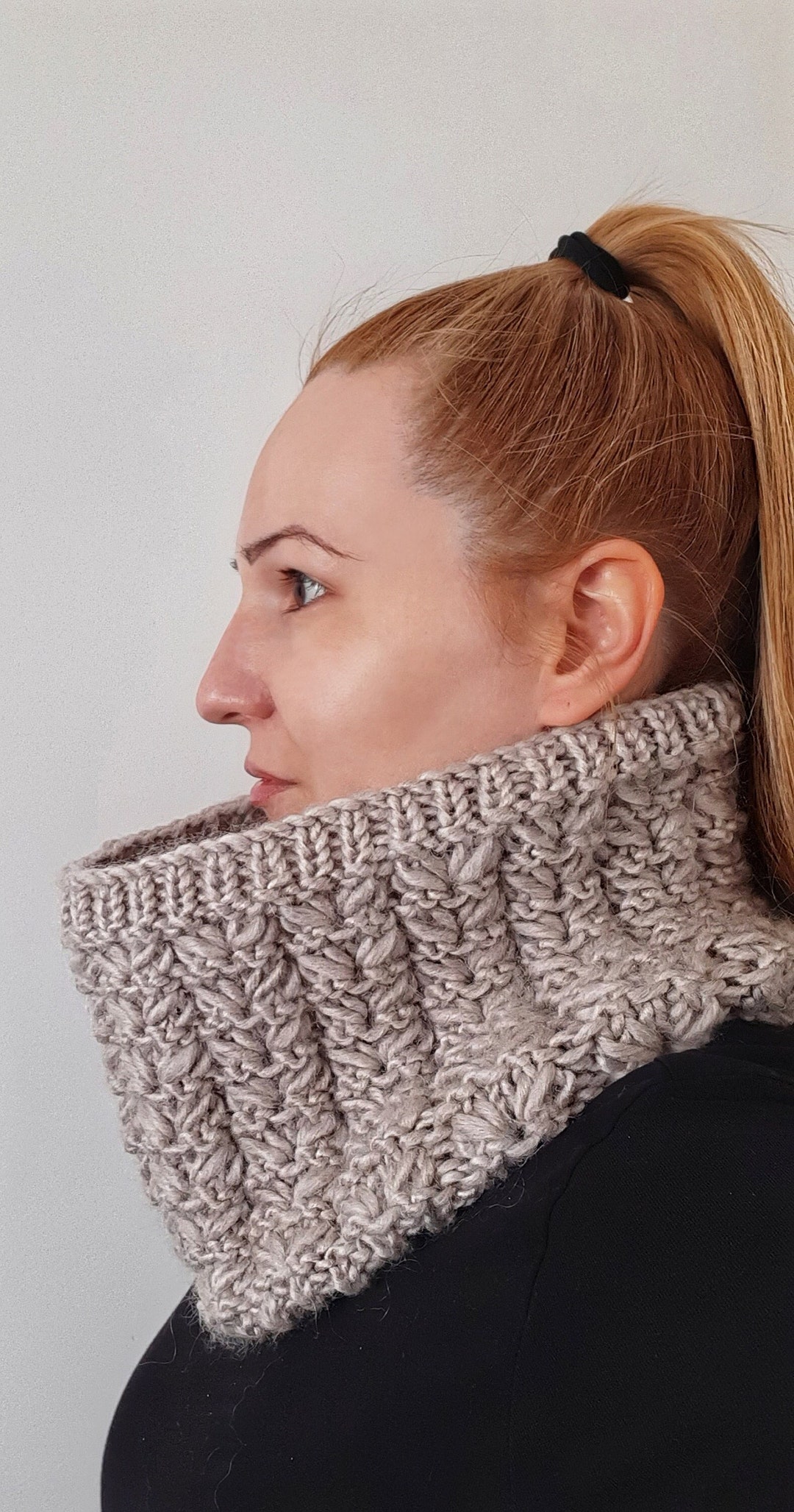Chunky Cowl Neck Scarf Pattern, Tube Scarf Knitting Tutorial, Circle ...