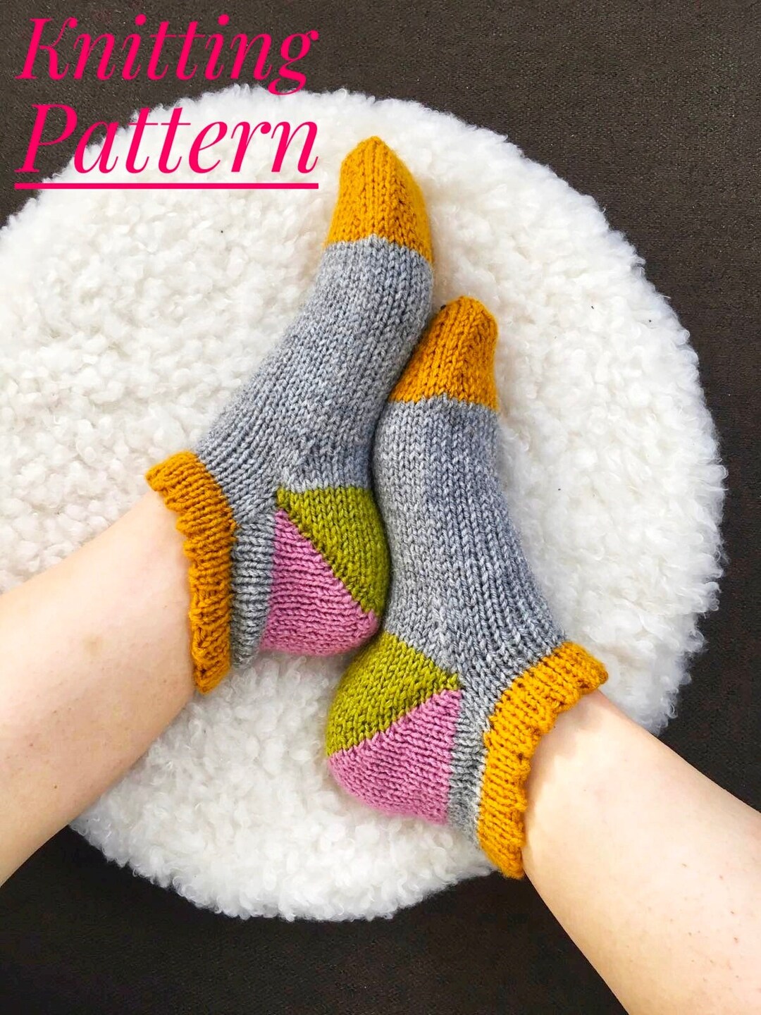 Warm and Cozy Knit Sock Pattern, Ankle Cut Slipper Socks Knitting ...