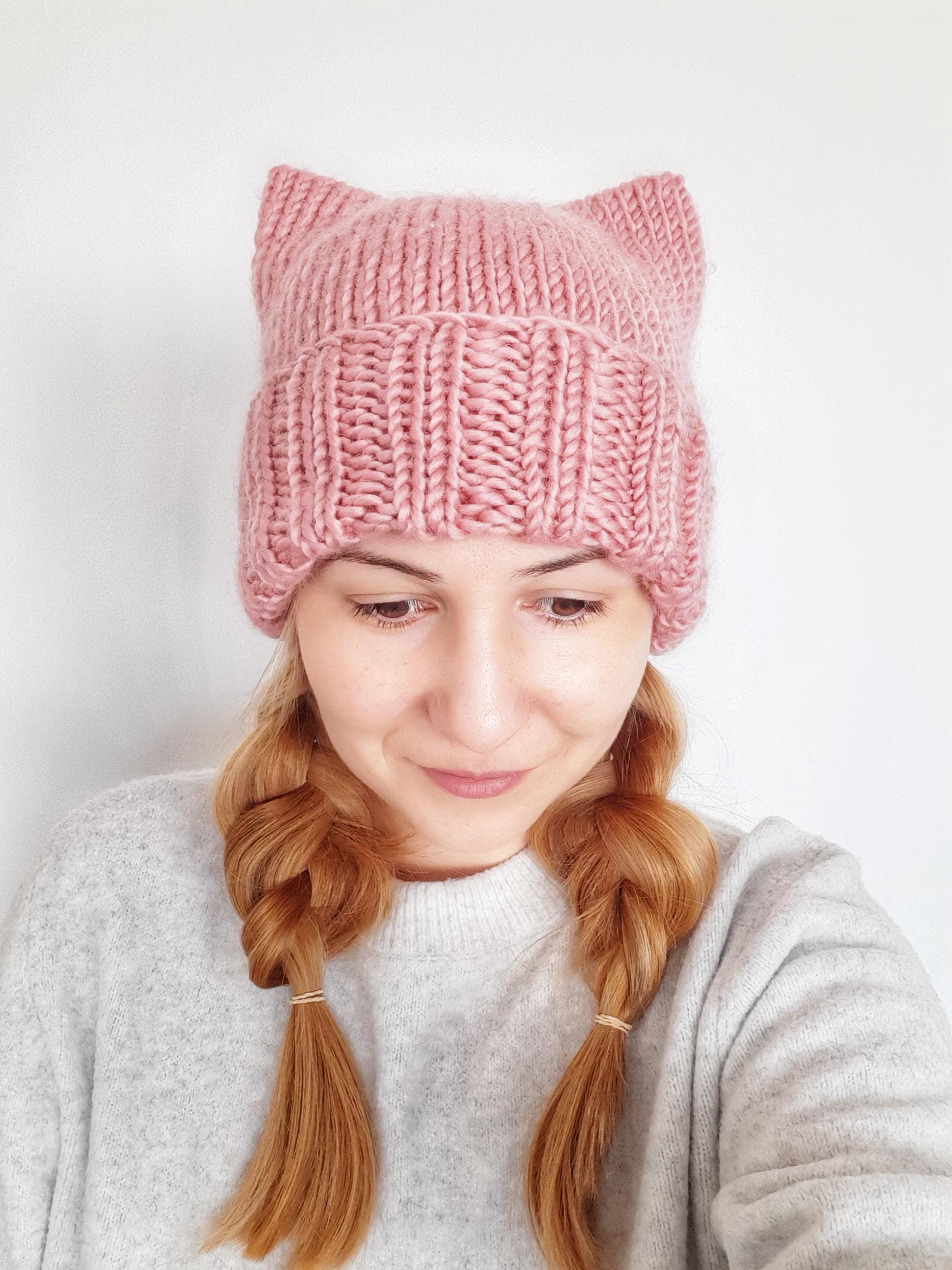 Kitty Hat Knitting Pattern, Bulky Hat With Cat Ears Knitting Pattern, Knit Cat Ears Hat Pattern ...