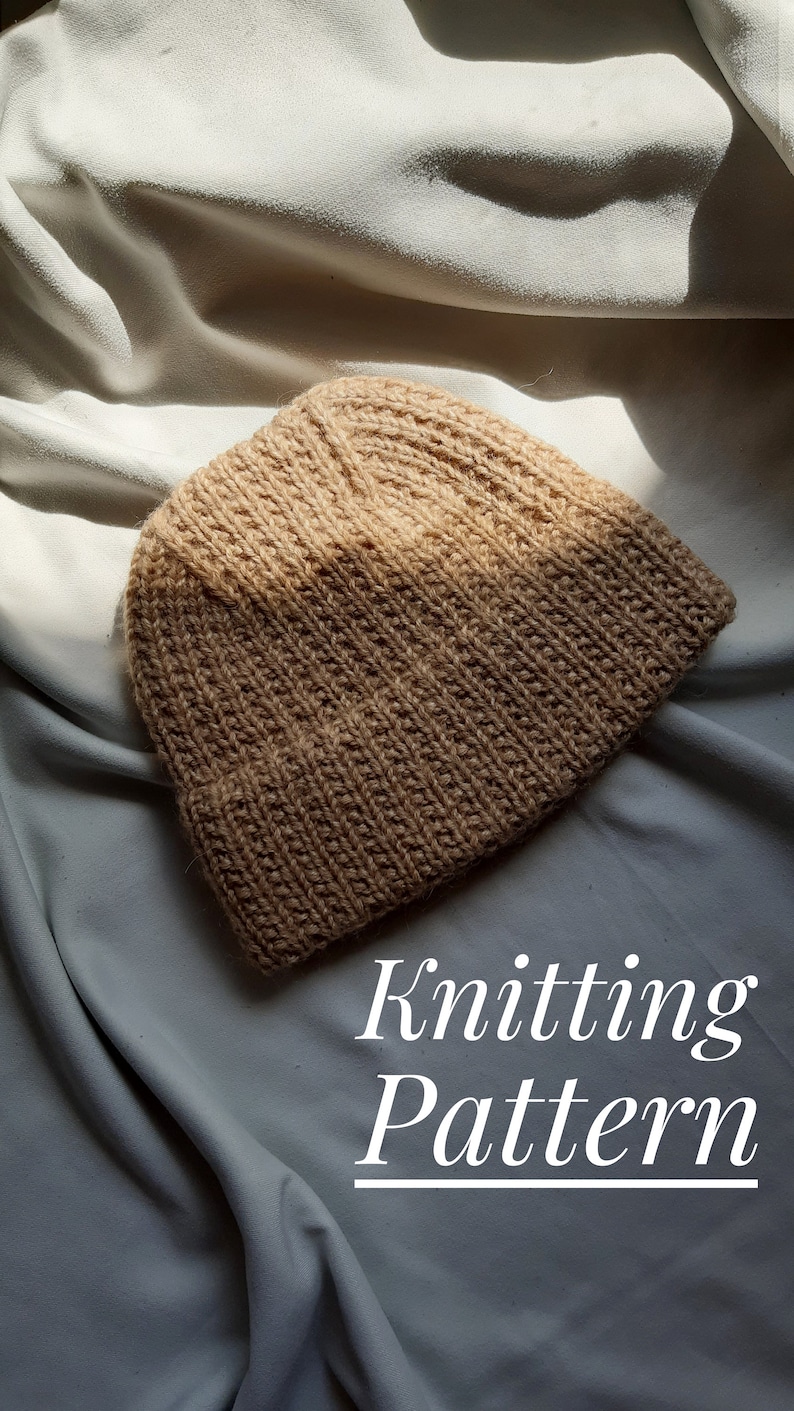 Ribbed Beanie Knitting Pattern, Womans Double Brim Hat, Knit Fisherman ...