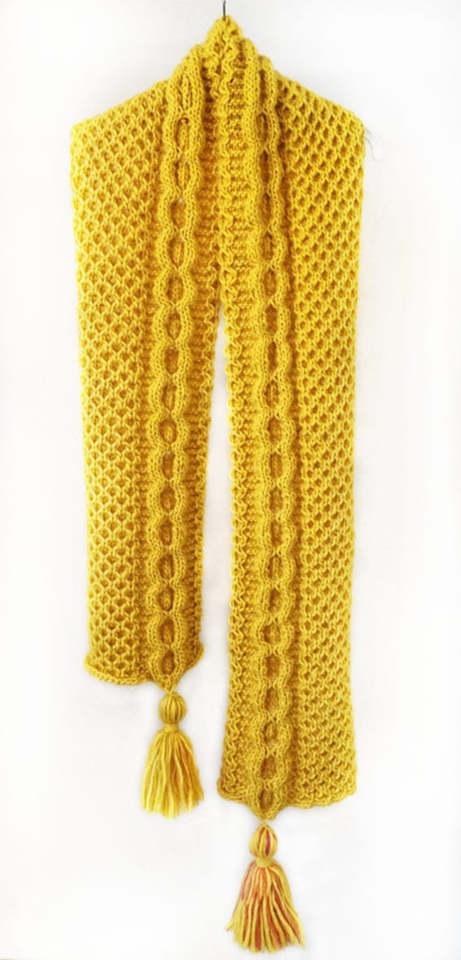Knitting Pattern Scarf Knitting Yellow Long Scarf Knit - Etsy