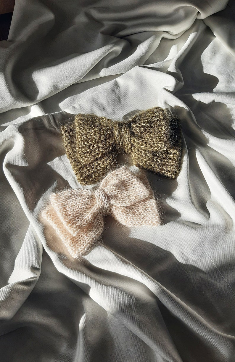 Double Bow Knitting Pattern, Mohair Baby Hair Bow / Neck Bow Tie ...