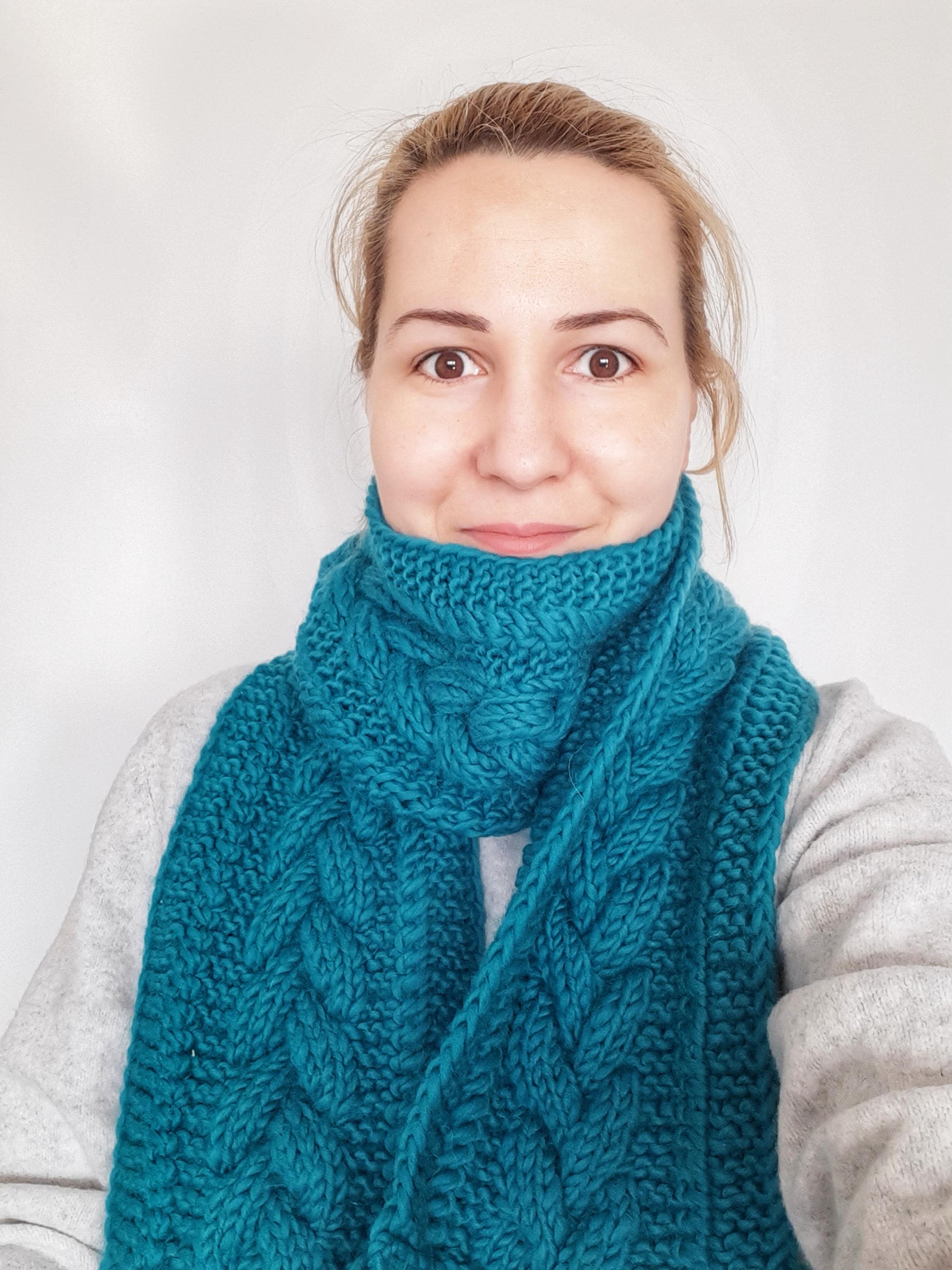 Knitting Pattern Scarf, Knitting Braided Cable Scarf, Winter Scarf ...