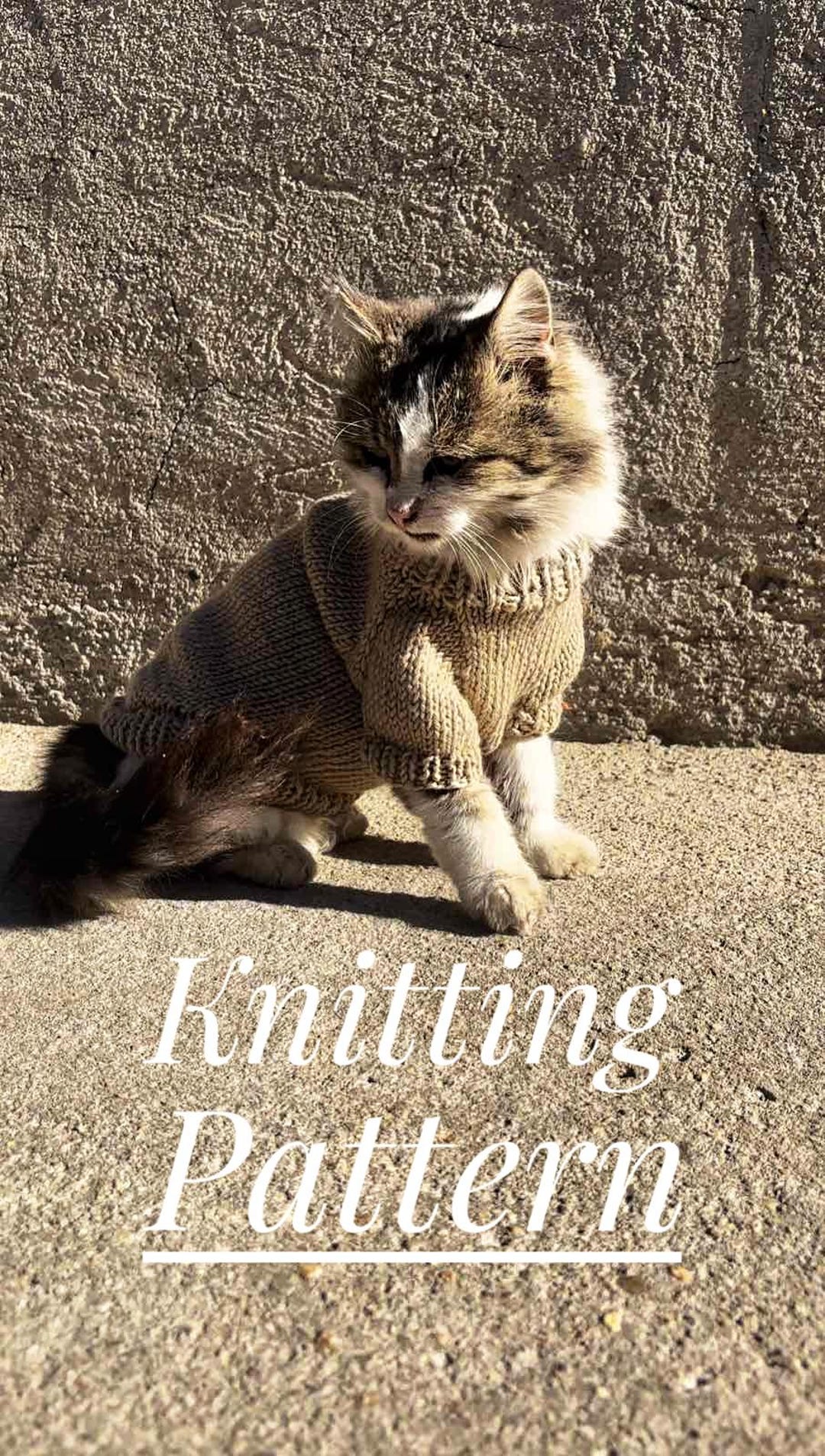 Knitting Pattern Cat Sweater, Pet Clothes Pattern, Basic Cat Sweater ...