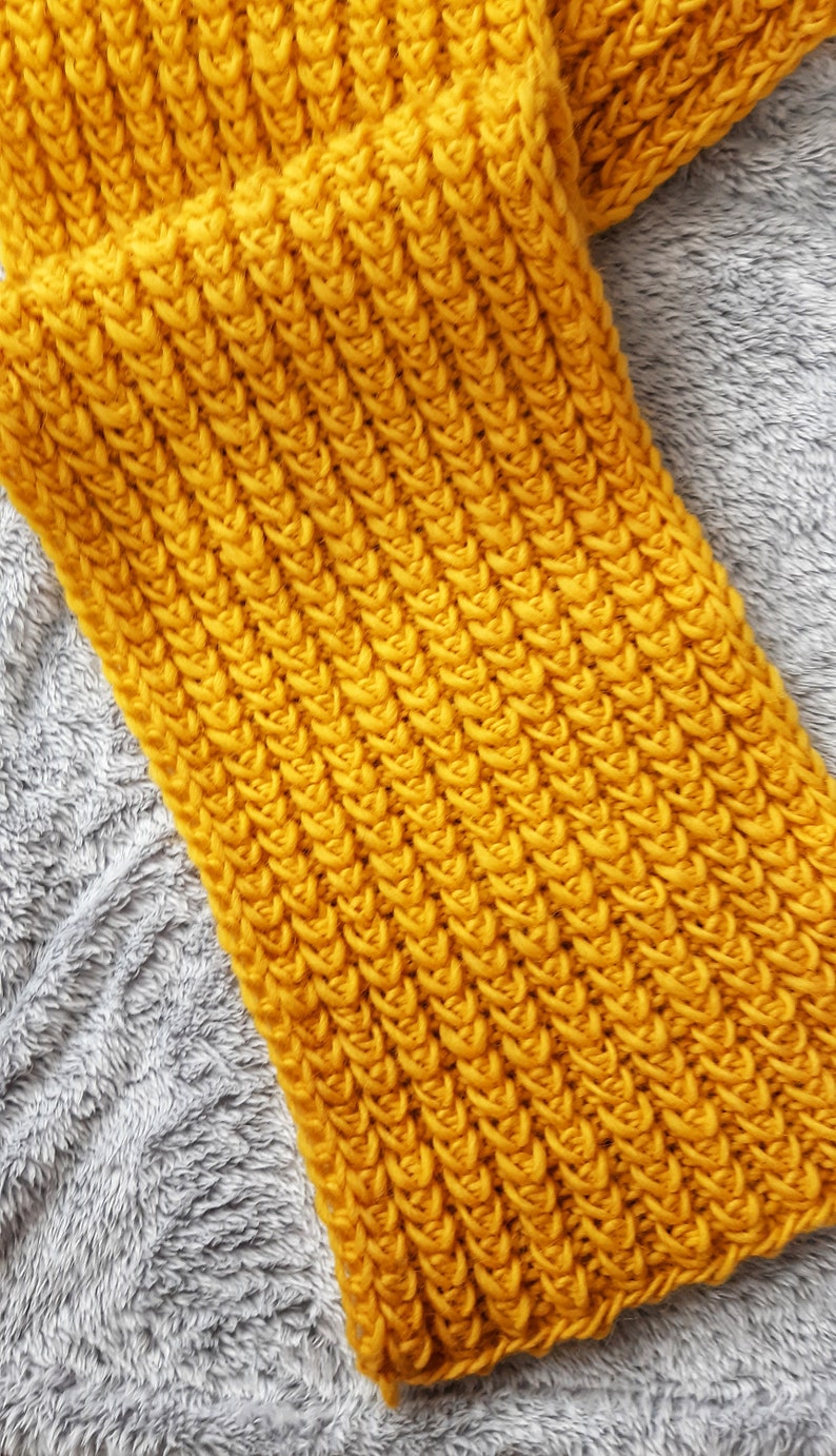Knitting Pattern for Long Yellow Scarf, Instructions for Knit Long ...