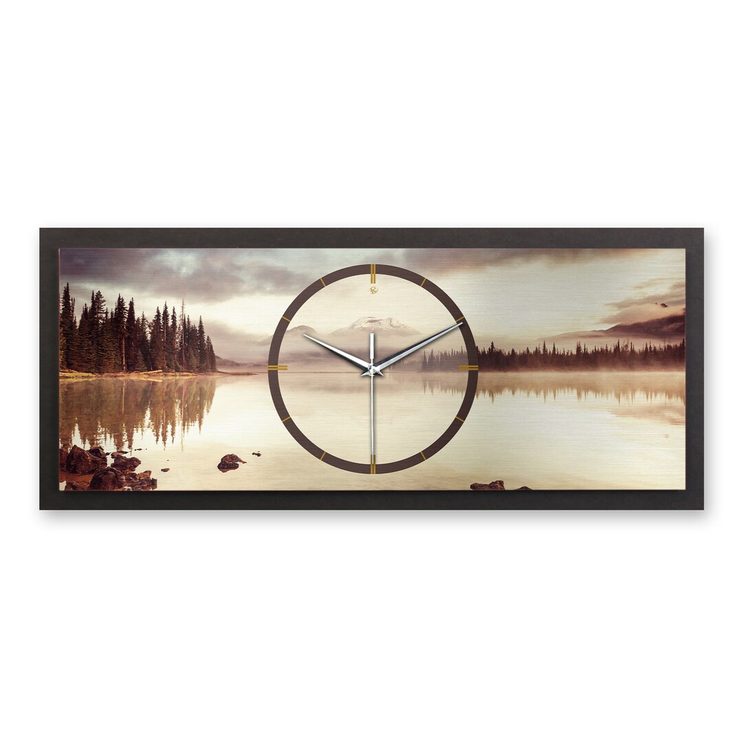 3D Designer Wall Clock Modern-metallic Calm Lake - Etsy