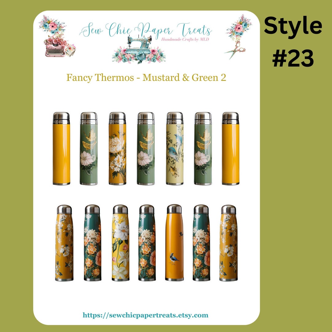 Fancy Thermos Stickers - Mustard & Green - Etsy