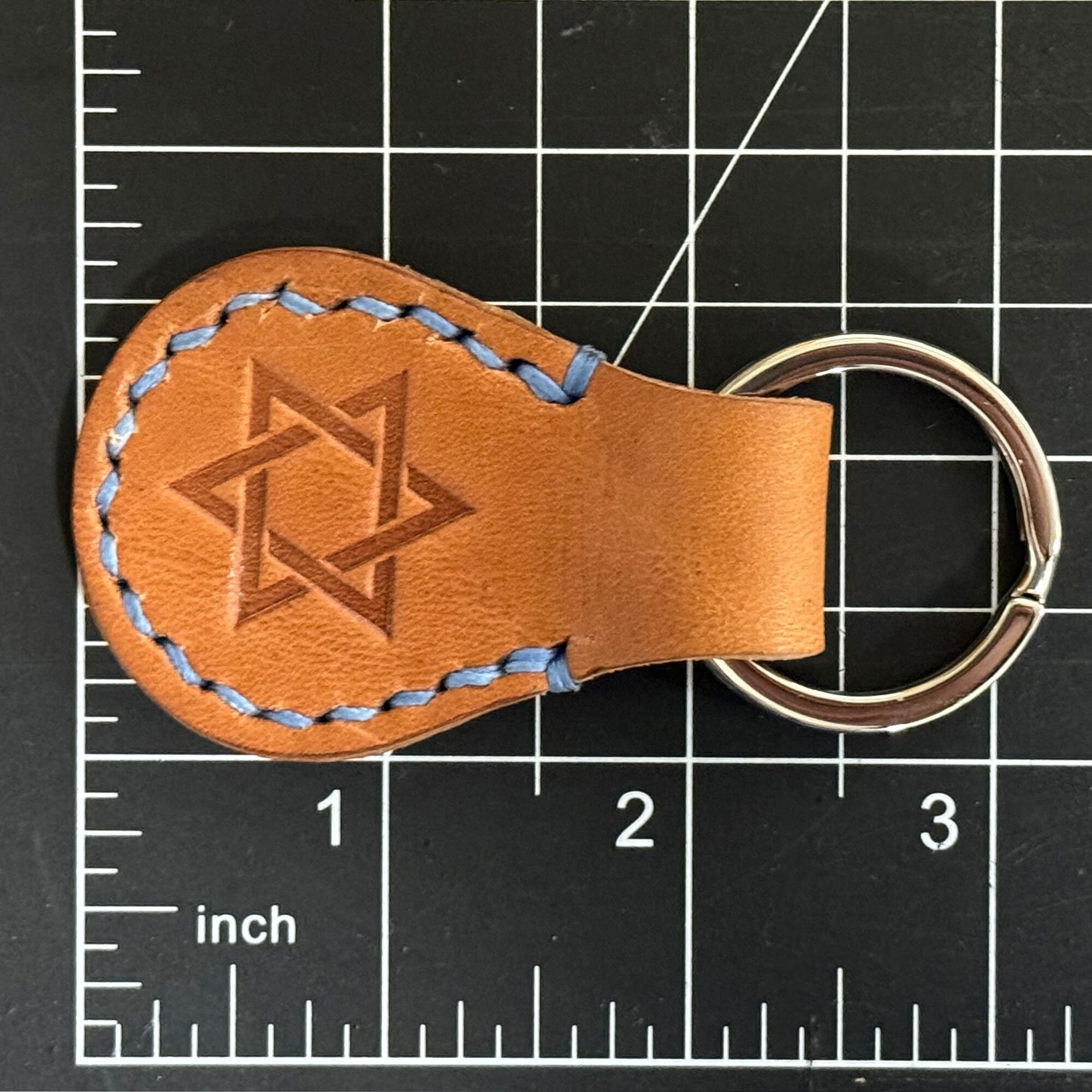Handmade Star of David Leather Key Fob Keychain - Magen David - Veg Tan ...
