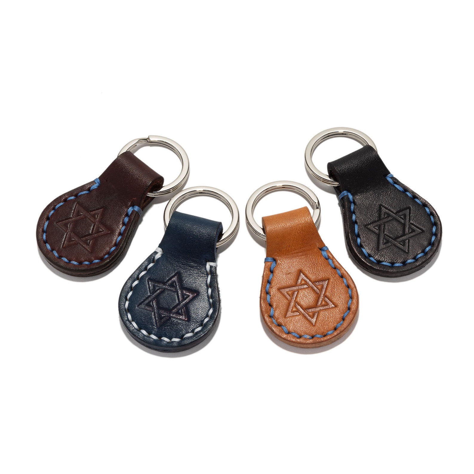 Handmade Star of David Leather Key Fob Keychain - Magen David - Veg Tan ...