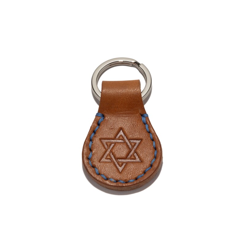 Handmade Star of David Leather Key Fob Keychain - Magen David - Veg Tan ...