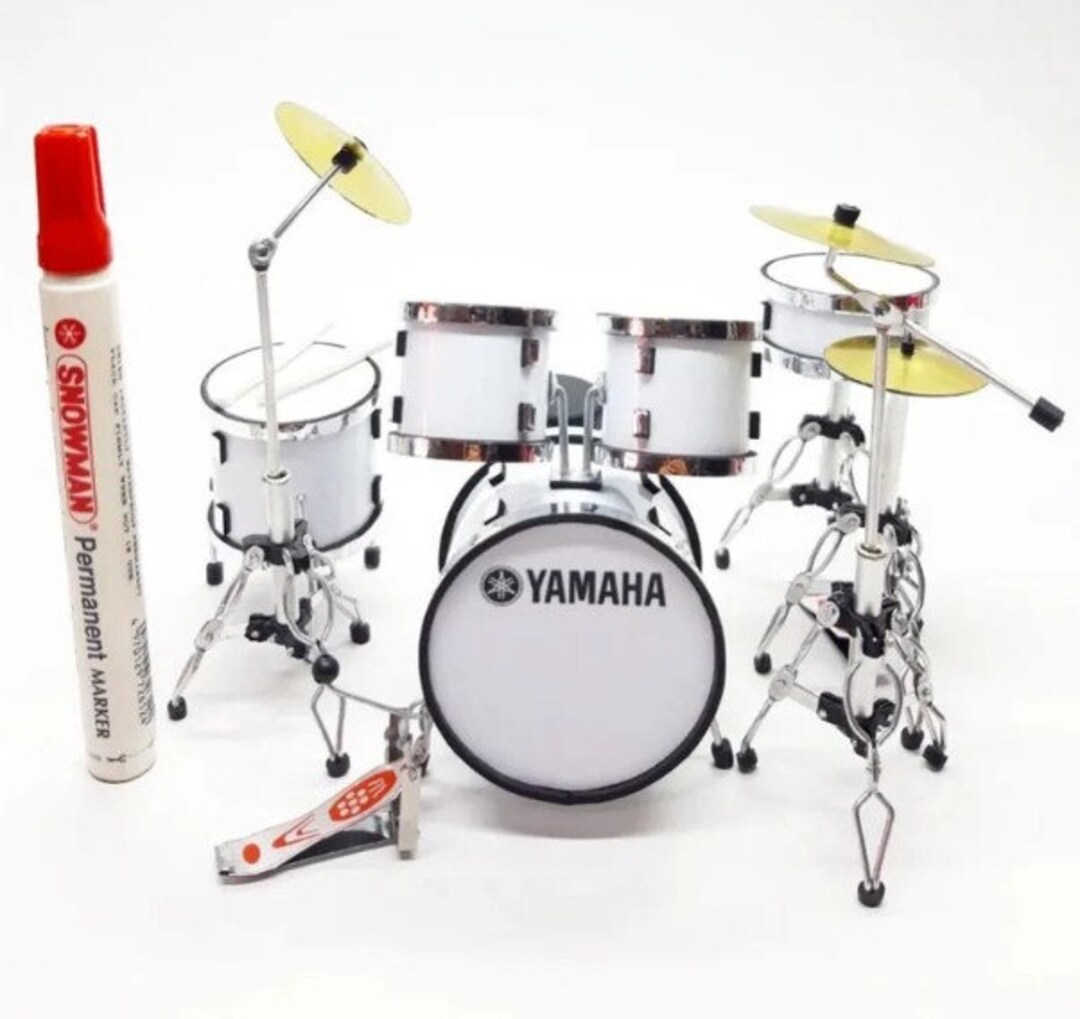 Miniature Drum Set Yamaha White Scale 1/12 Instrument Musical Display ...