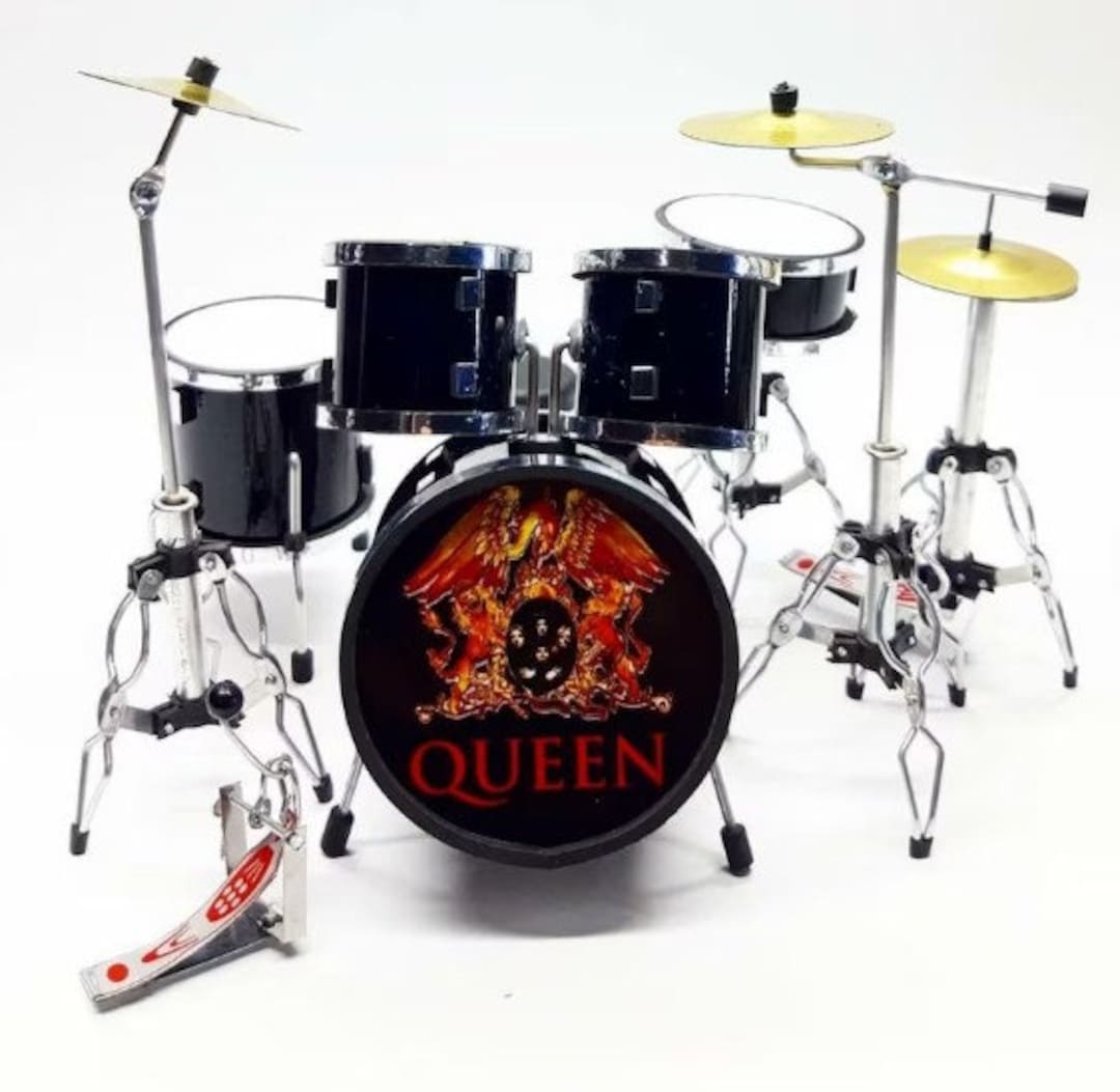 Miniature Drum Kit Full Black Musical Instruments Display Signature ...