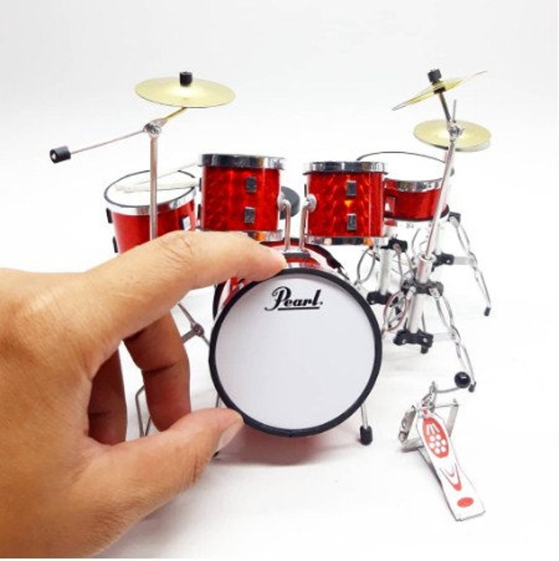 Miniature Drum Kit Red Music Instrument Display 1/12 Scale Special Gift ...