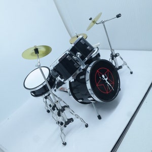 Miniature Drum Set Full Black Scale 1/12 Exclusive Musical Instrument ...