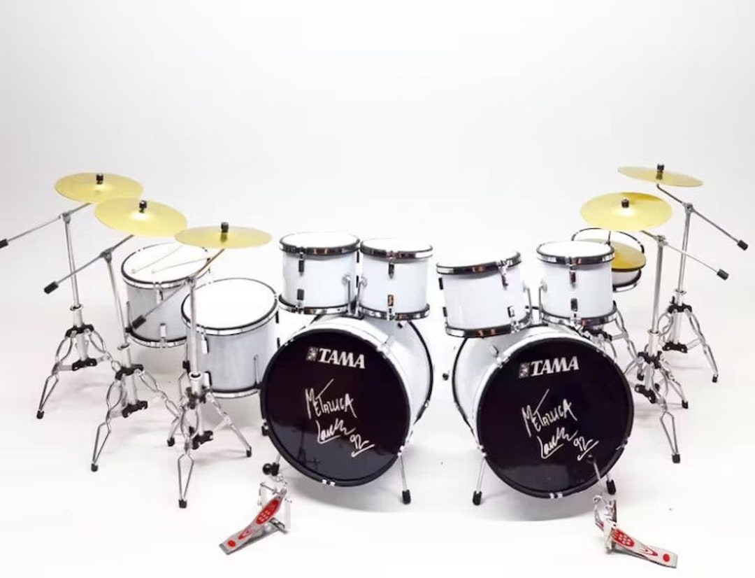 Miniature Drum Kit Mini Double Bass White Musical Instrument Display ...