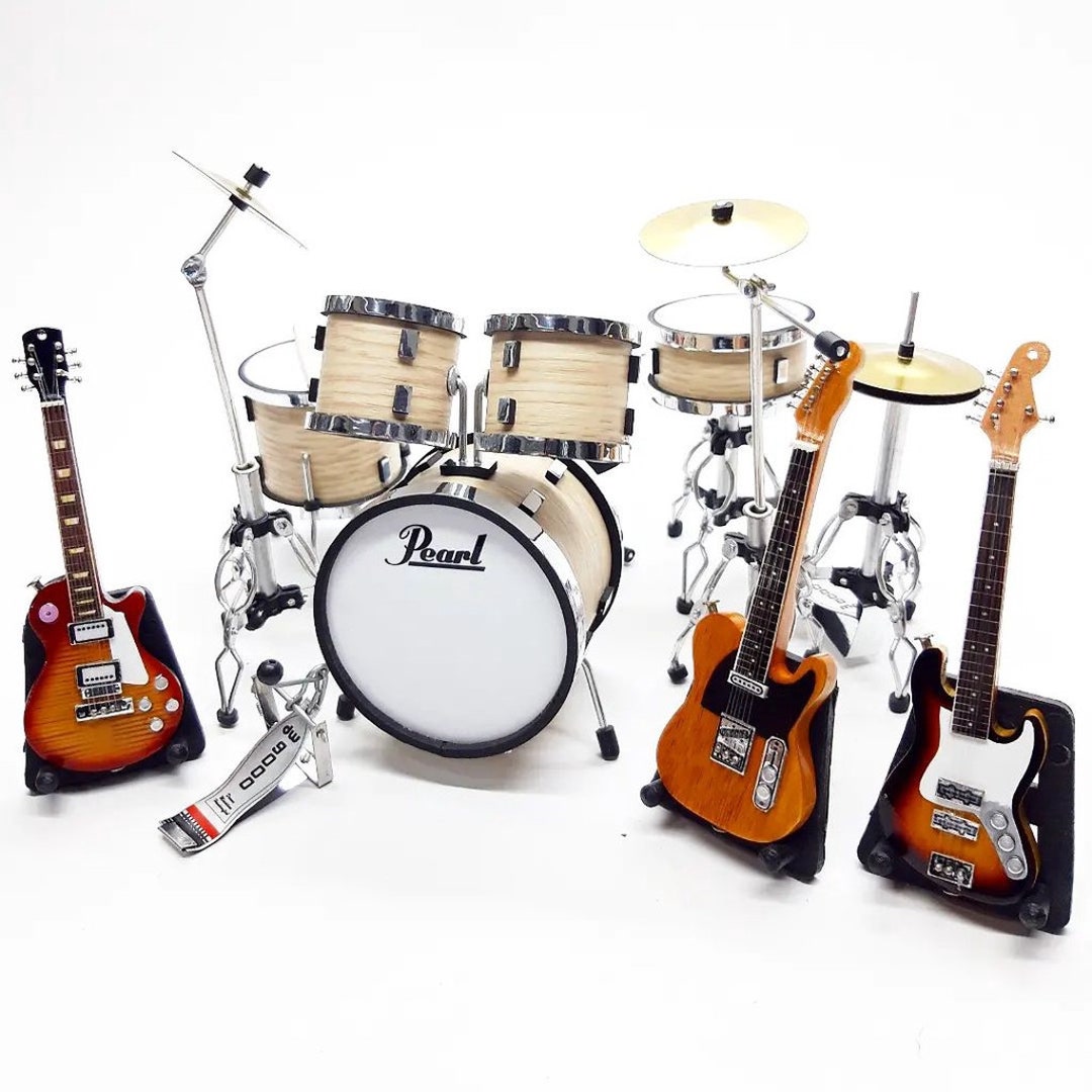 Miniature Drum Pearl Natural Plus Guitar Scale 1/12 Exclusive Musical ...