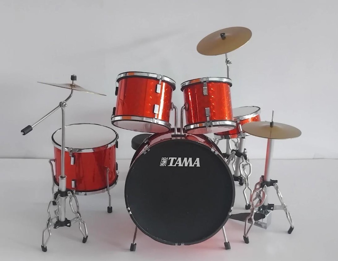 Miniature Drum Set Red Rock Band Musical Display Instrument Special ...