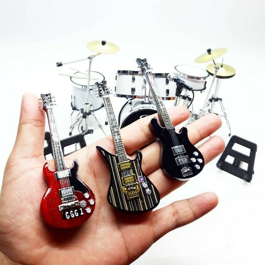 Miniature Drum and Guitars Mic Set Band Rock Star Signature - Etsy