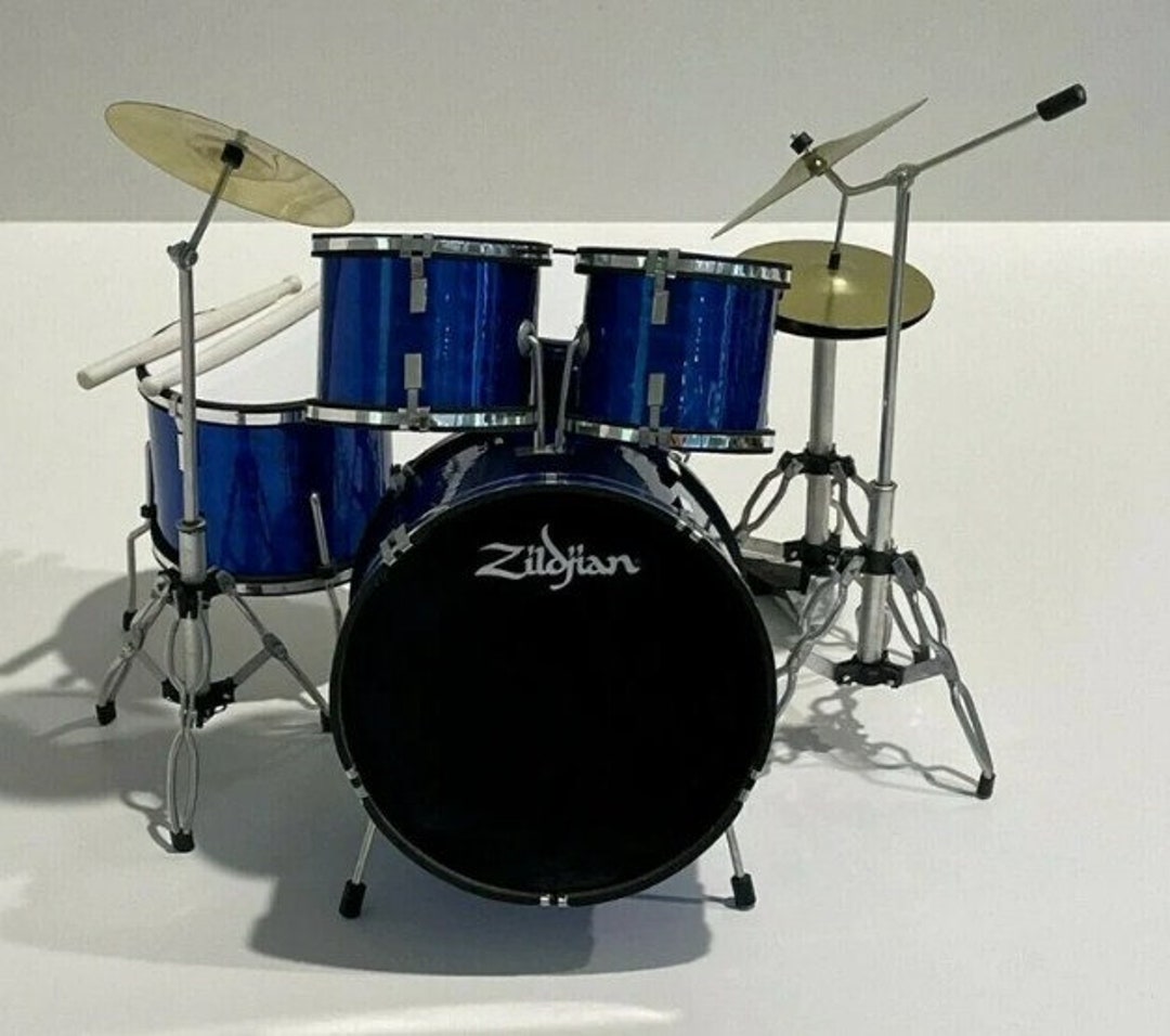 Miniature Drum Set Zid Jian Blue Musical Instrument Display Signature ...