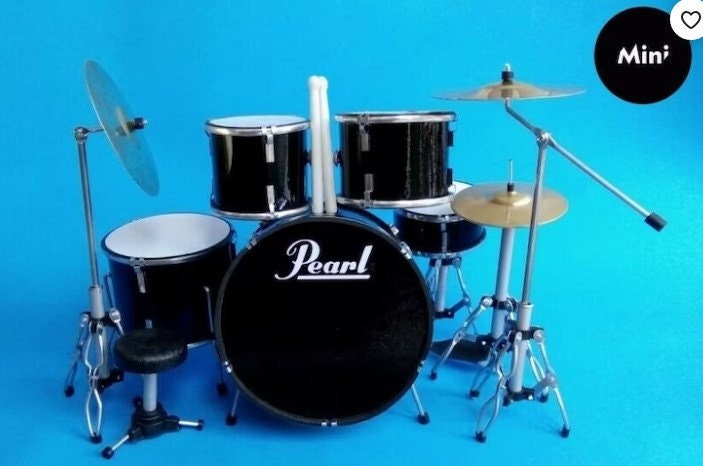 Miniature Drum Set Pearl Black Exclusive Musical Instruments Display ...