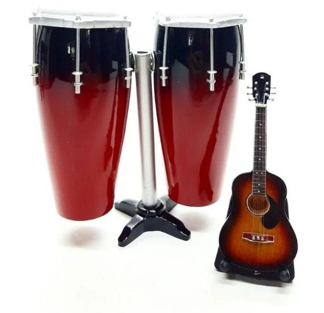 Miniature Bungo Double Percussion Black Red + Guitar 1/12instrument ...