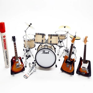 Miniature Drum Pearl Natural Plus Guitar Scale 1/12 Exclusive Musical ...