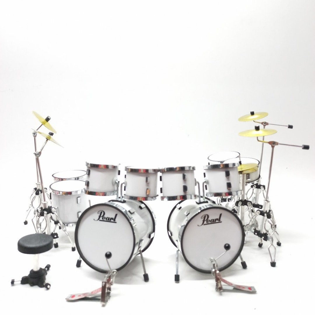 Miniature Drum Double Bass Pearl White Scale 1/12 Musical Instrument ...