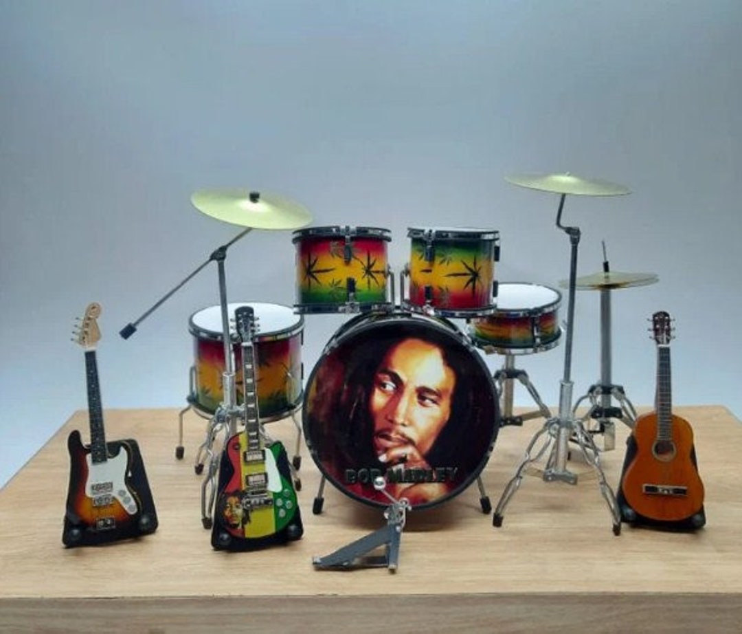 Miniature Drum Set Mar Ley Plus 3 Guitars Rasta Instrument Music ...