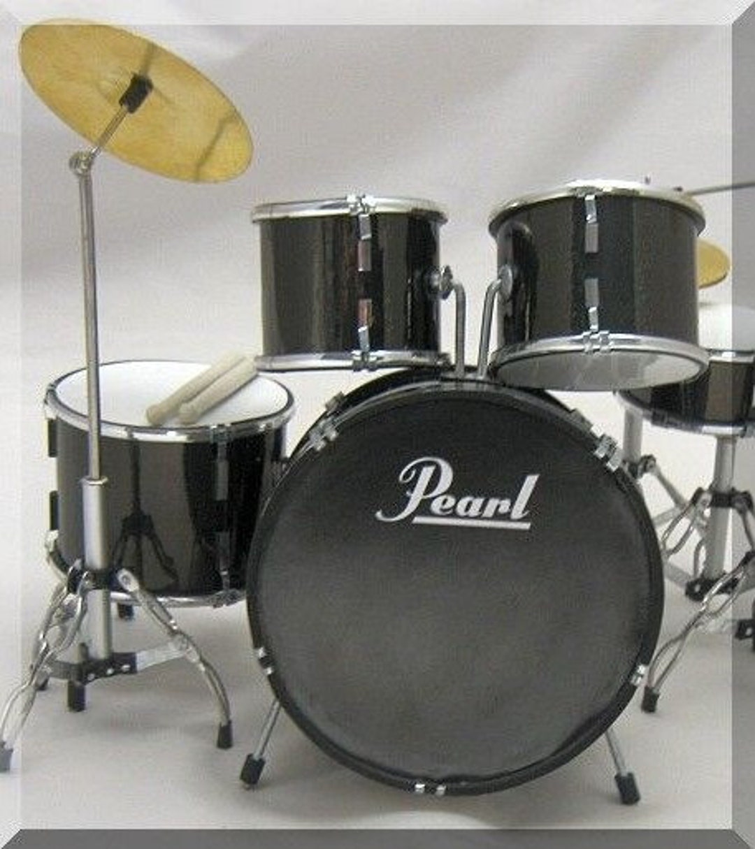 Miniature Drum Kit Full Black Exclusive Musical Instrument Display Gift ...