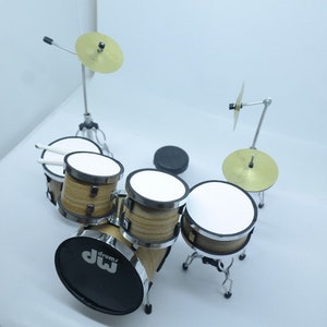 Miniature Drum Set D W Natural Wood Instrument Musical Display Scale 1/ ...