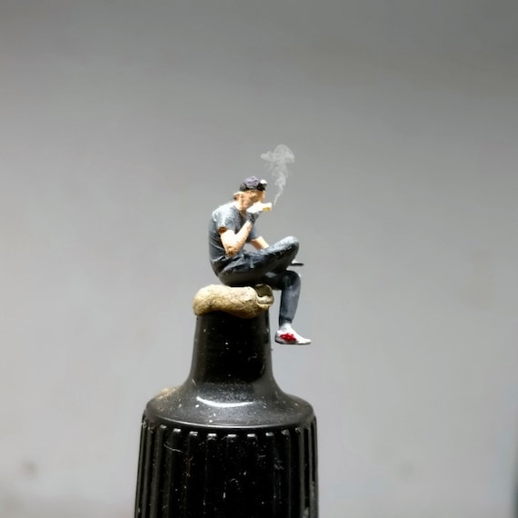 Miniature Figure Worker Man Smoking Merokok Ho 1:87 1/87 No | Etsy