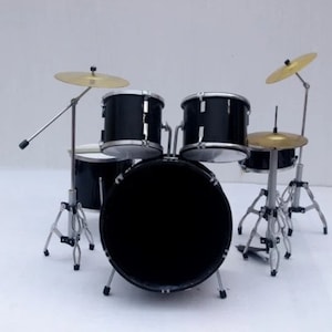 Miniature Drum Set Kit Full Blackfor Display Musical Decorative and ...