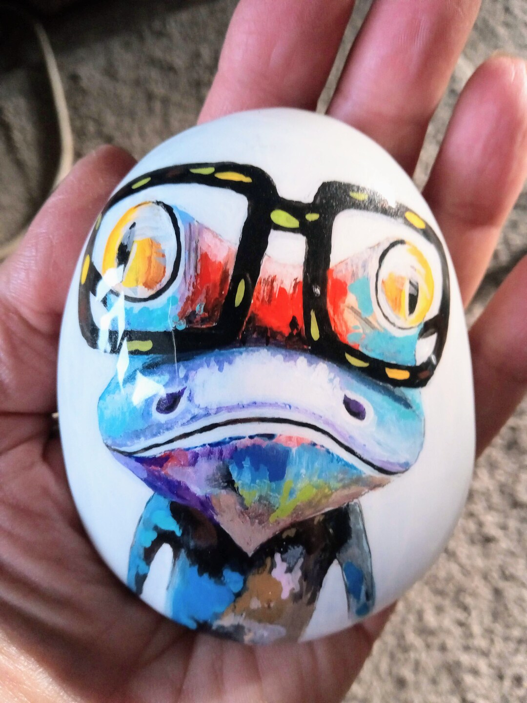 Frog! Hand-painted Natural Stone, Painted Rock, Pebble - Etsy