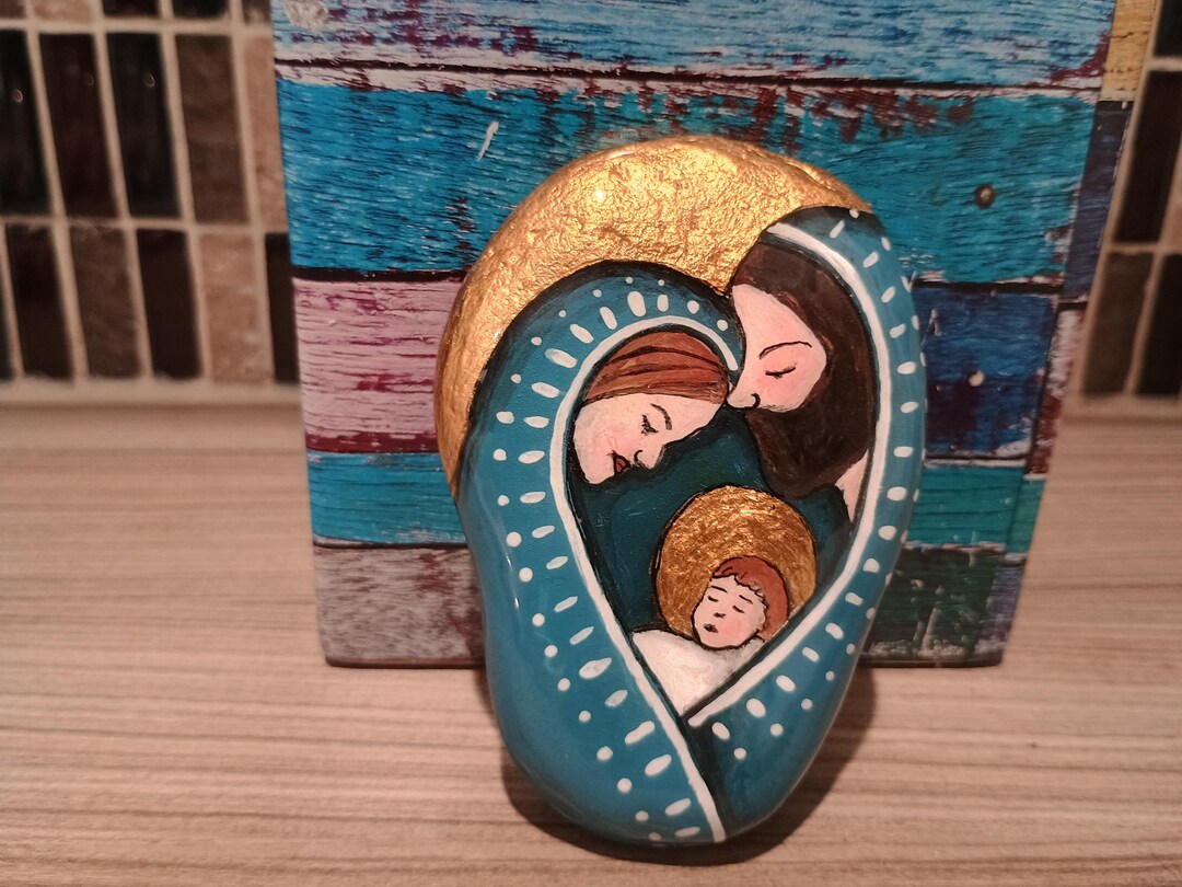 Jesus, Mary and Joseph Nativity. Pebble Art, Rock Art, Hand-painted ...