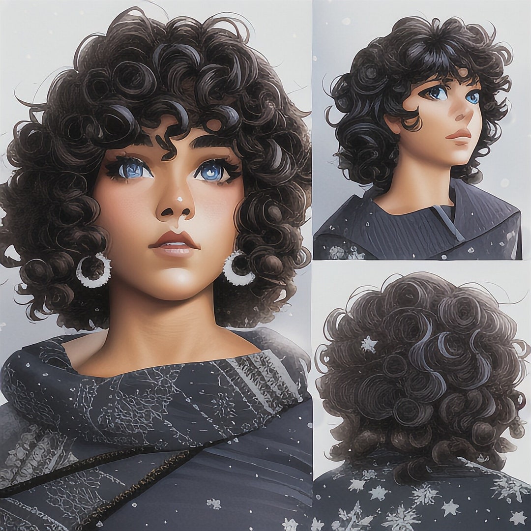 Short Curly Wigs for Black Women Soft Black Big Curly Wig With Bangs ...