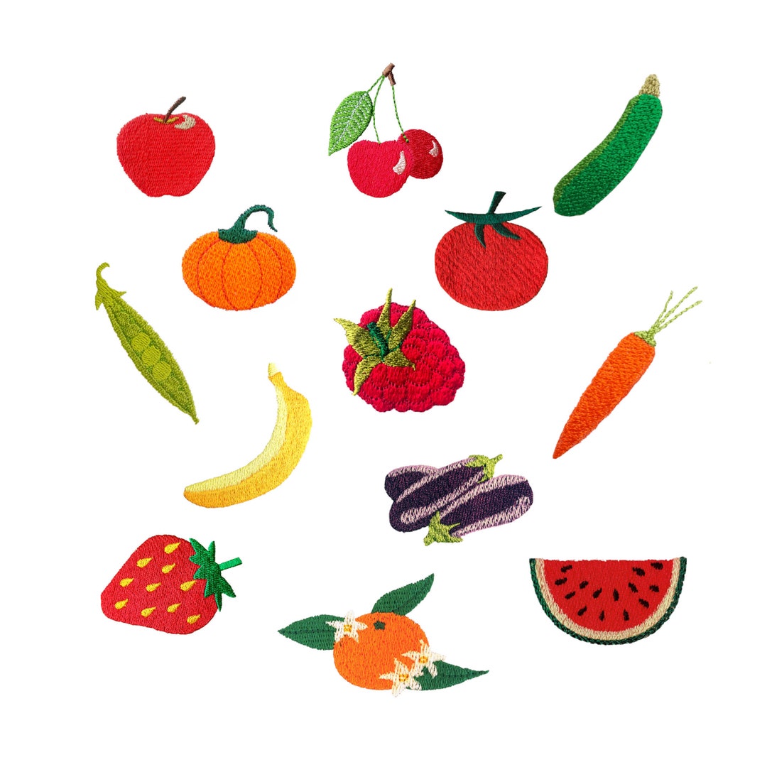 Machine Embroidery Designs Fruits and Vegetables, 13 Different Patterns ...