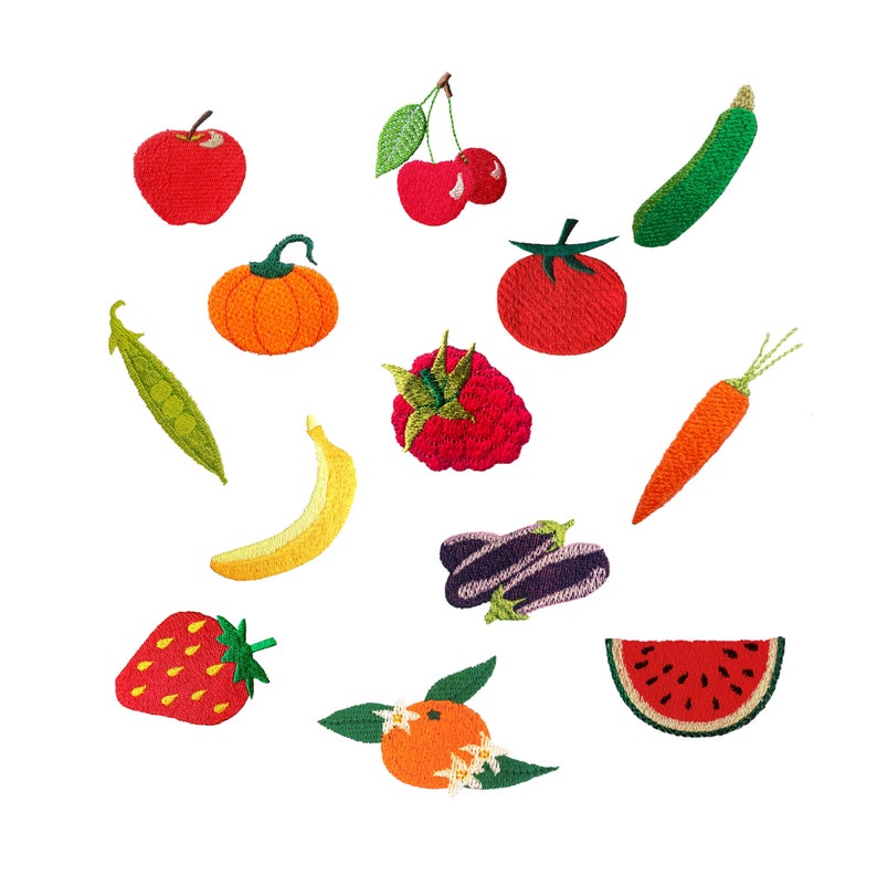 Machine Embroidery Designs Fruits and Vegetables 13 Different - Etsy