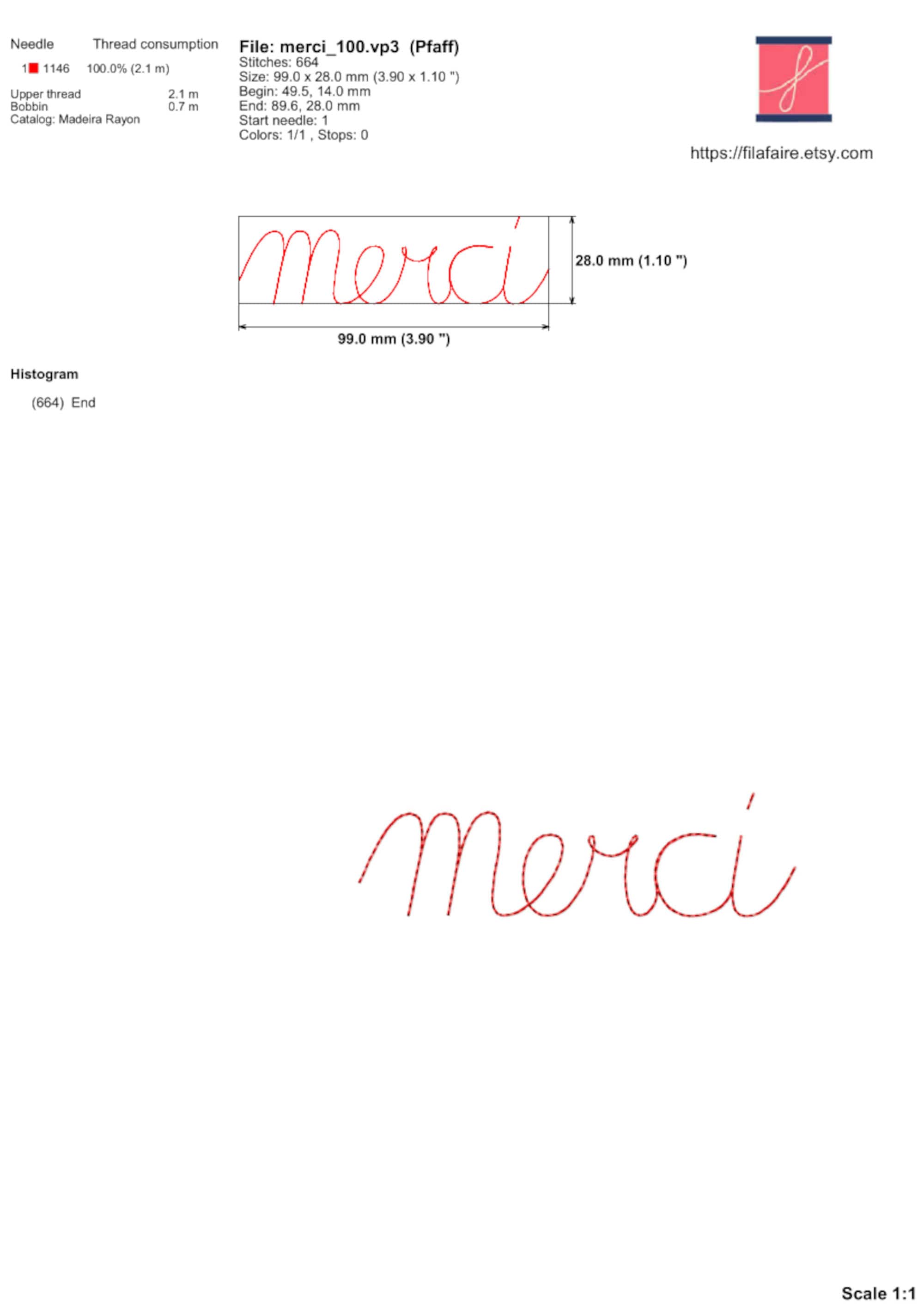 Machine Embroidery Design Merci (thank You in French) - Multisize ...