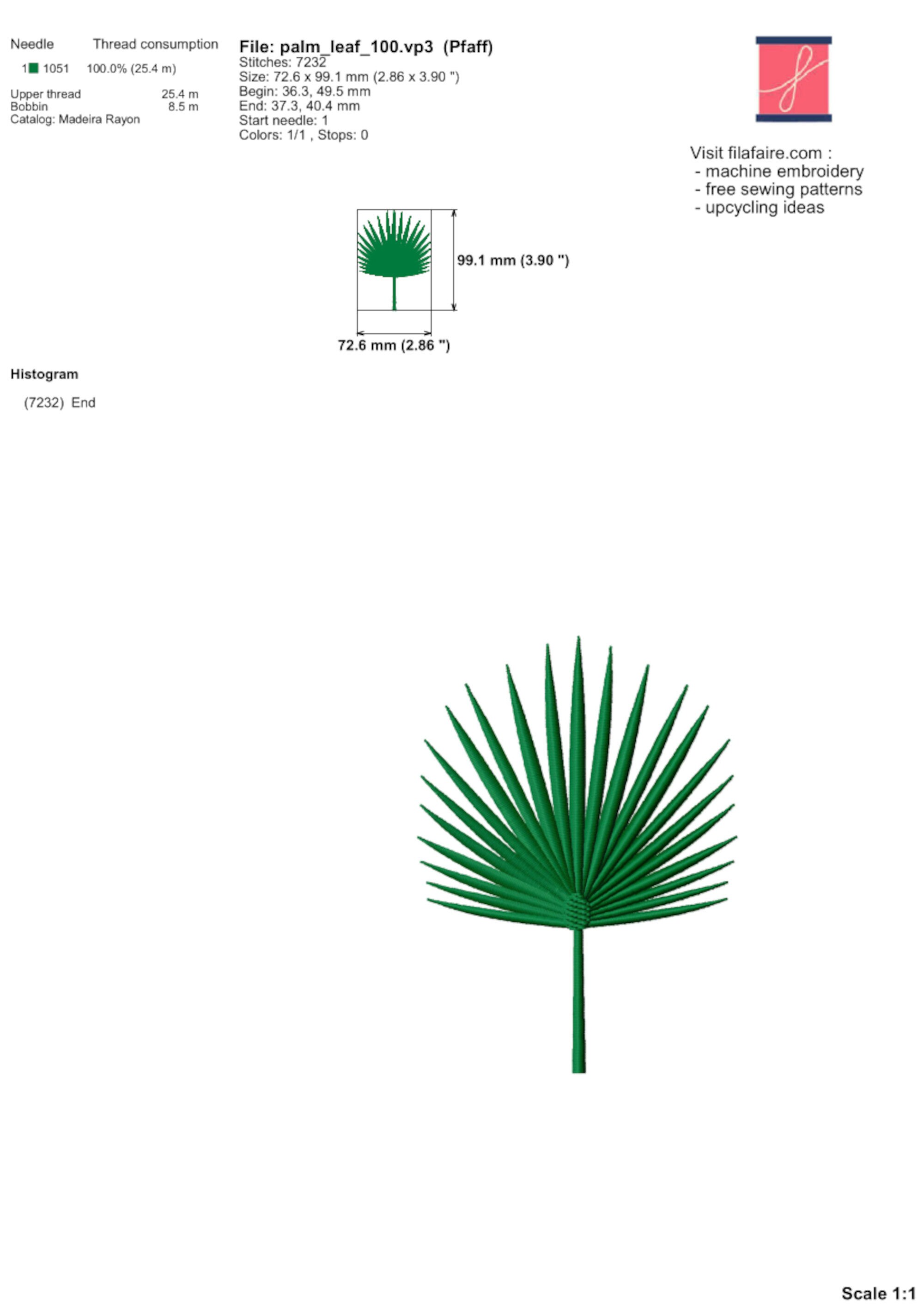 Palm Leaf Machine Embroidery Design - Etsy