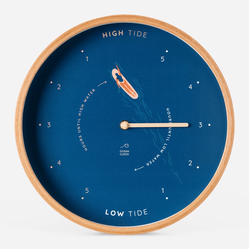 Blue Surf Wood Tide Clock CUSTOM - Etsy