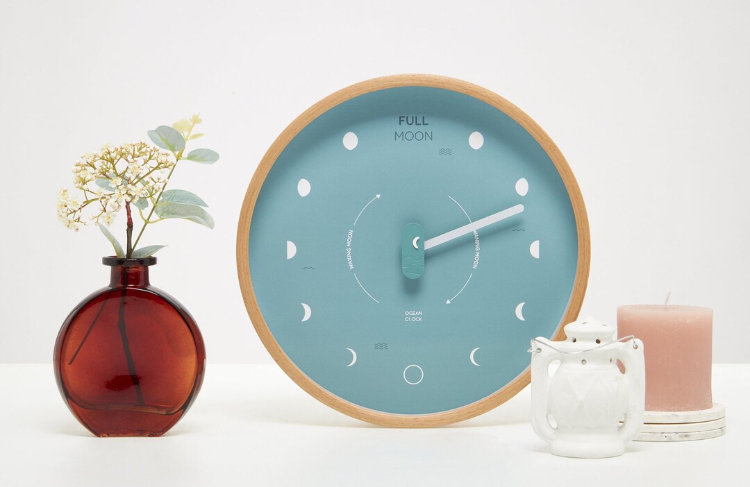 Moon Phases Clock | Lunar Clock | Custom Wood Clock | Coastal Wall ...