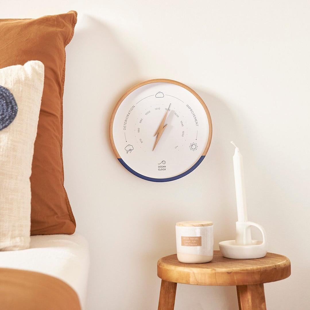 Navy Blue and White Wood Weather BAROMETER - Etsy