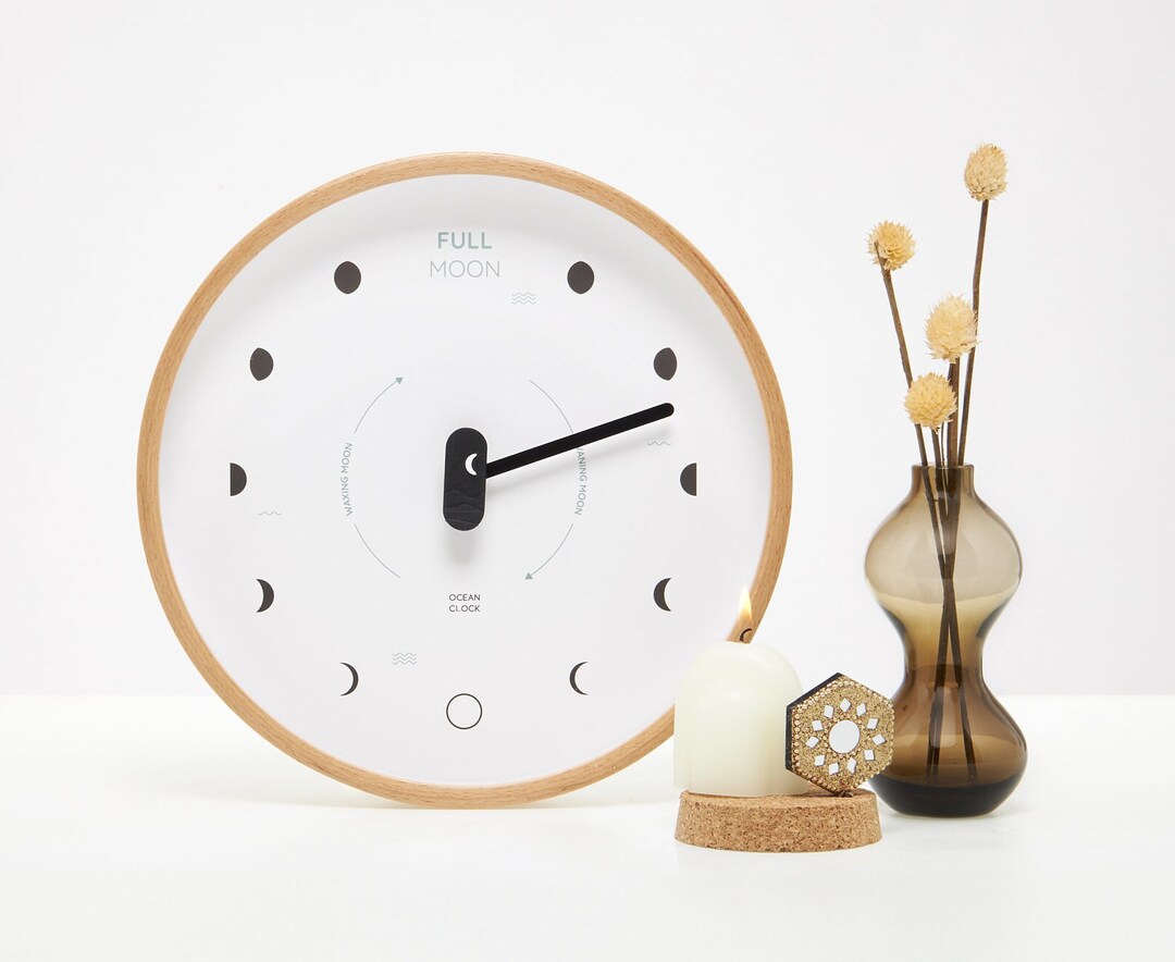 Moon Phases Clock | Lunar Clock | Custom Wood Clock | Coastal Wall ...