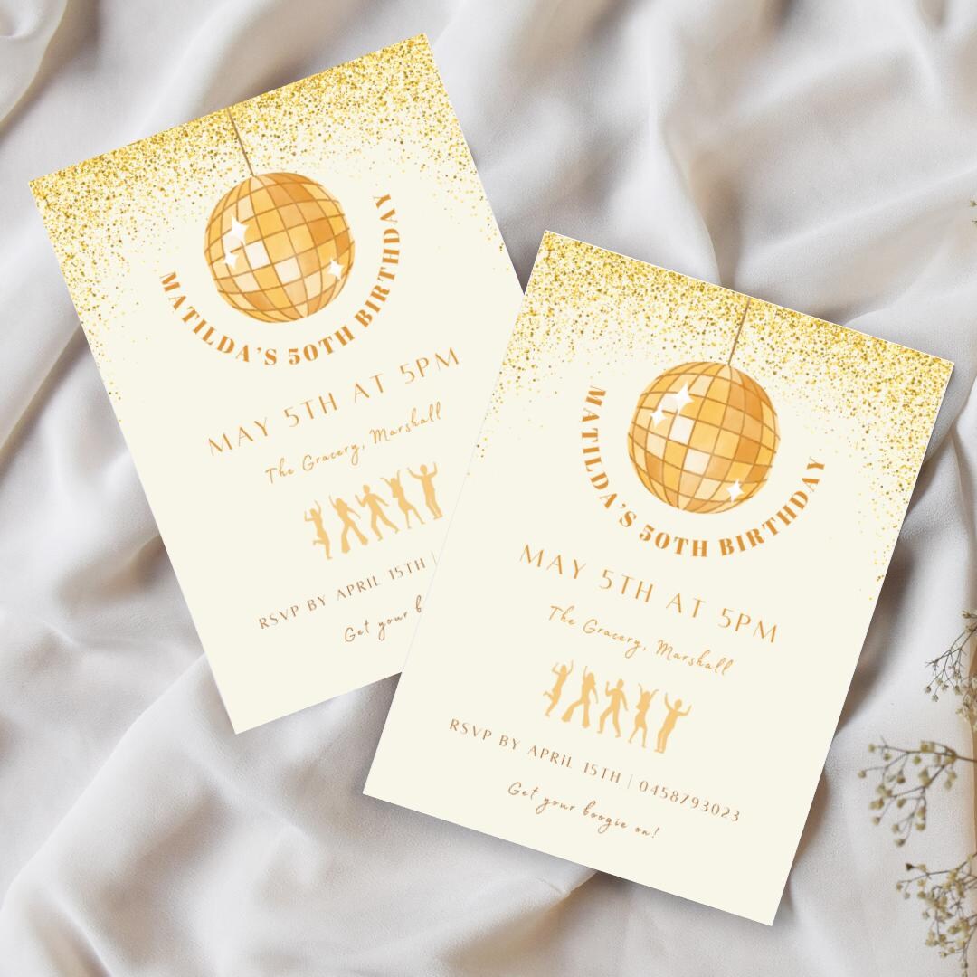 50th Disco, Disco Party Invite, Printable Invitation, Digital Download ...